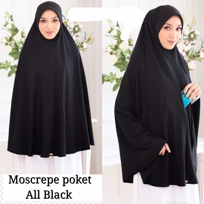 Mini Telekung Mosscrepe Hitam Black Poket | Shopee Malaysia