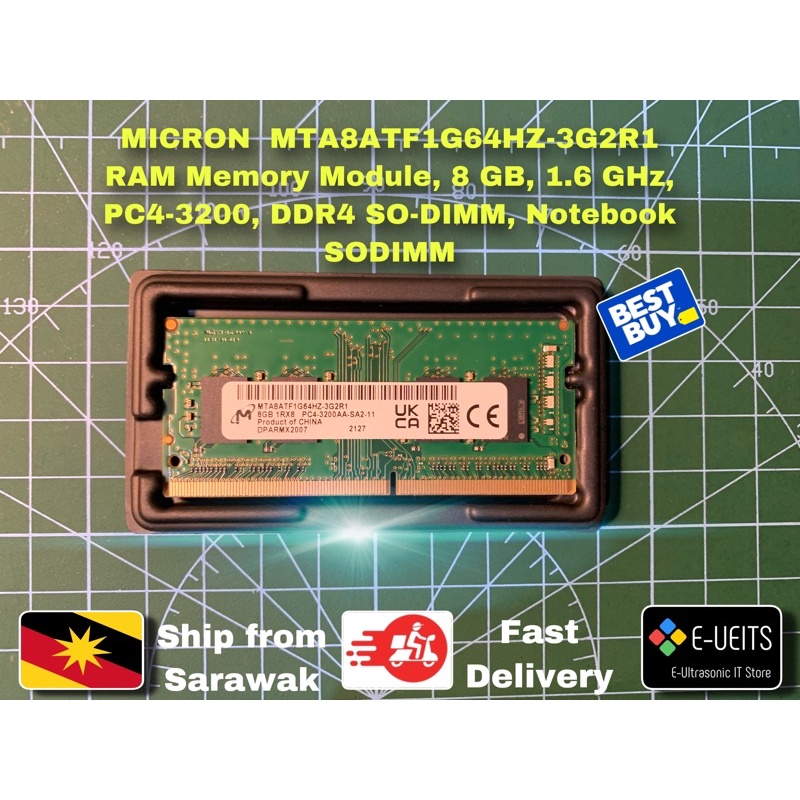 MICRON MTA8ATF1G64HZ-3G2R1 RAM Memory Module, 8 GB, 1.6 GHz, PC4-3200 ...