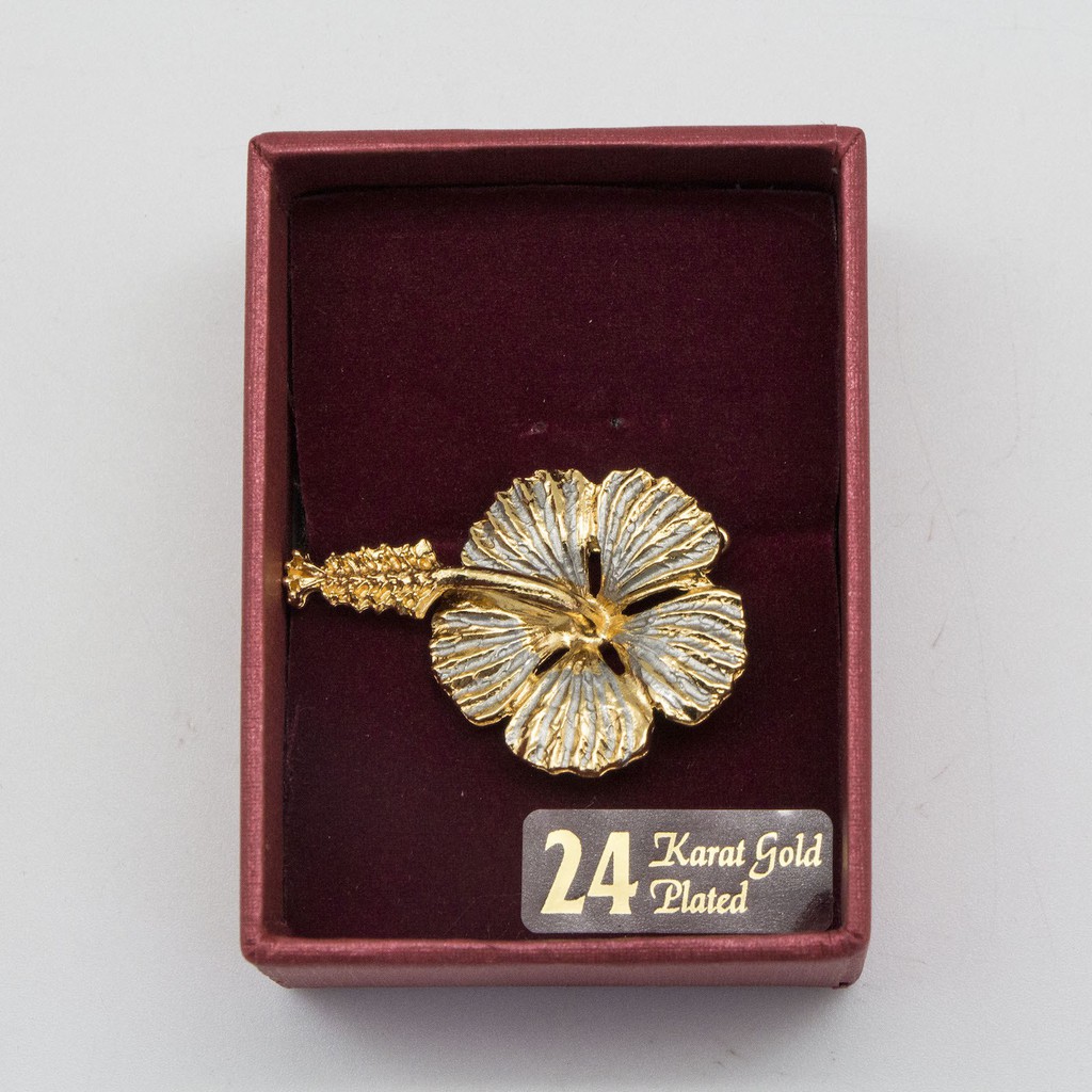 KL Pewter [787] Bunga Raya (Gold) (S) | Brooch | Shopee Malaysia