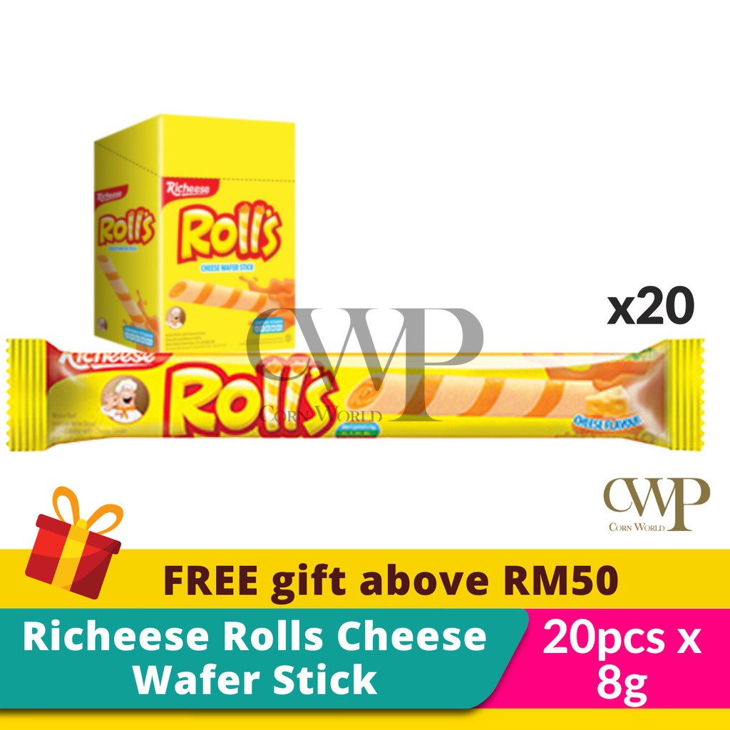 RICHEESE ROLLS CHEESE WAFER STICK 8g X 20 Nabati Rolls Chocolate Wafer ...