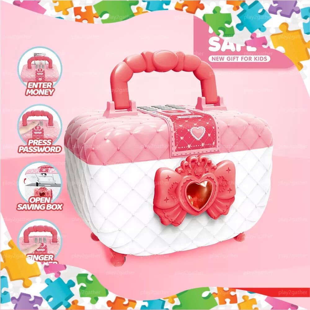 Tabung ATM Money Storage Finger Scanner Money Safe Cute Pink Coin Note ...