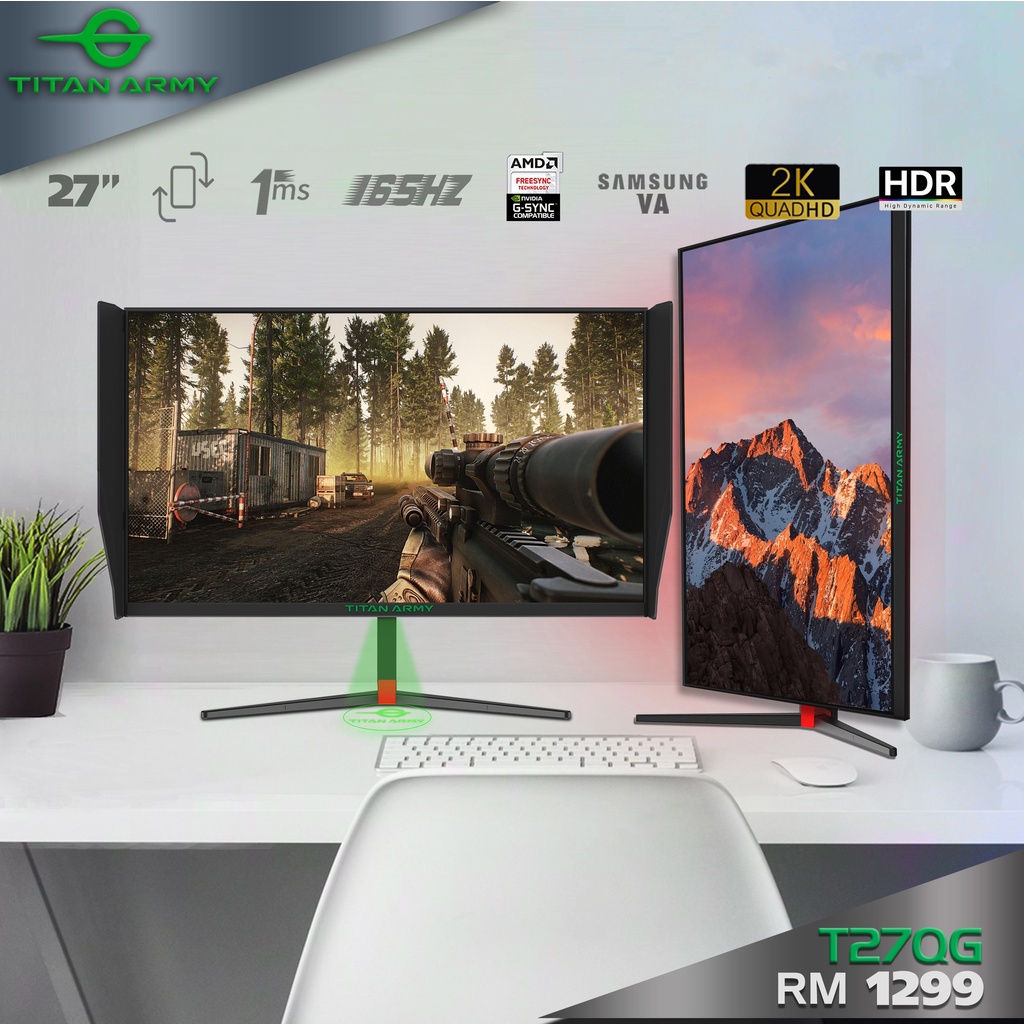 TITAN ARMY 27" Samsung VA 2K 165Hz 1ms Rotatable Monitor (T27QG ...