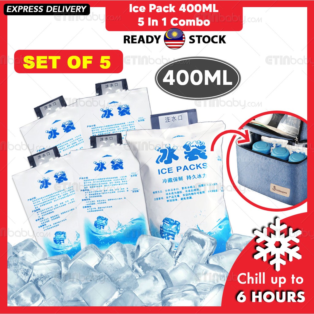 [SET of 5] Ice Pack 200ml / 400ml Reusable Breastfeeding Milk Storage ...