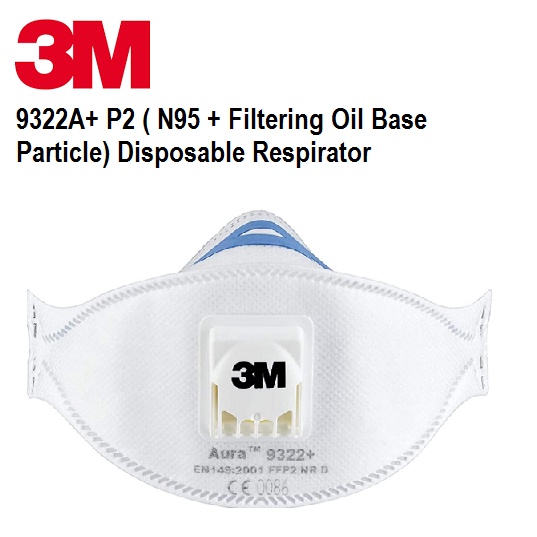 3M Aura 9322A+ P2 ( N95 + Filtering Oil Base Particle) Disposable Respirator/ Haze Mask/ Dust ...