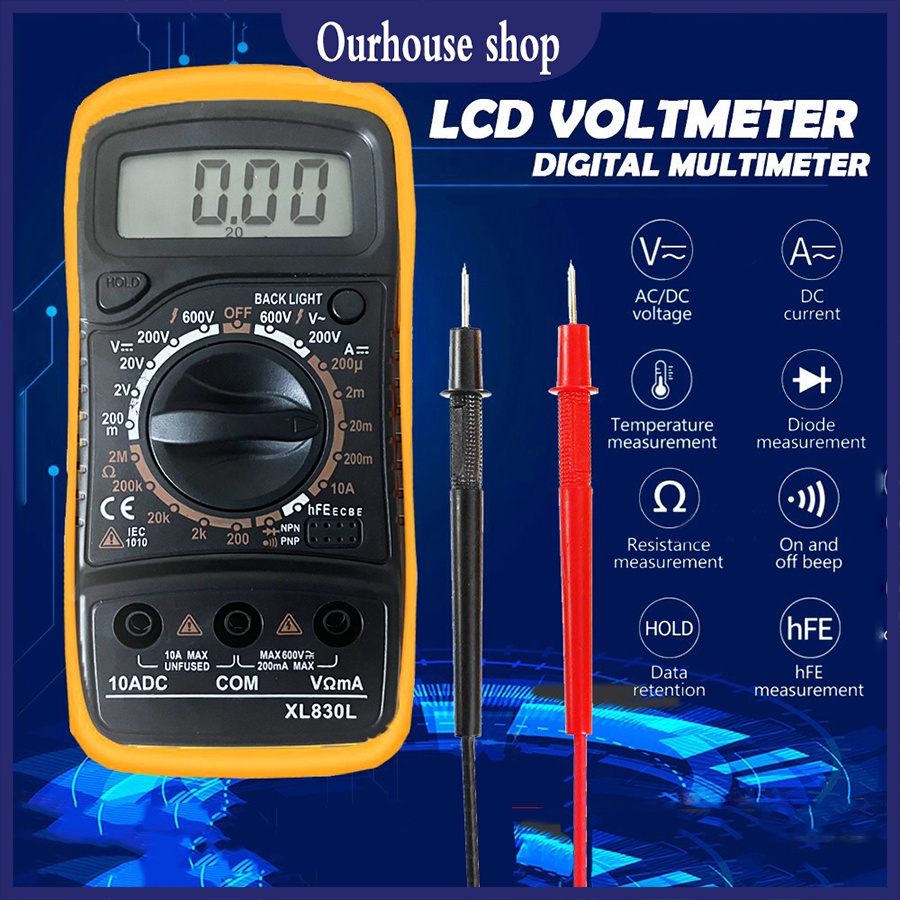 XL830L Handheld Digital Multimeter LCD Backlight Portable AC/DC Ammeter ... XL830L Handheld Digital Multimeter LCD Backlight Portable AC/DC Ammeter ...