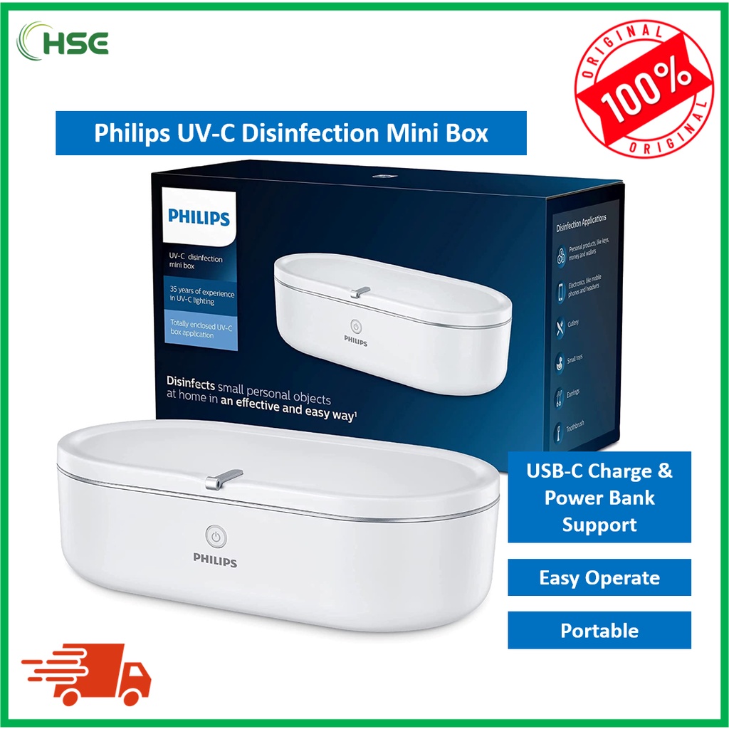 PHILIPS UV-C Disinfection Mini Box Portable White USB-C Charging - HSE ...