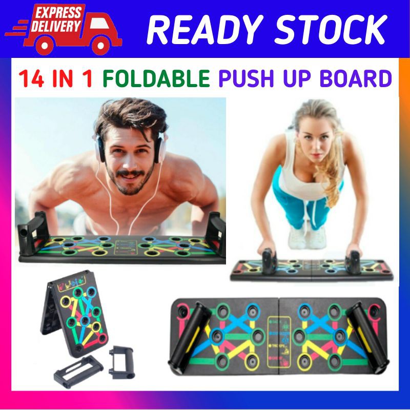 14 in 1 Foldable Push Up Board Push Up Bar Rack Board Papan Senaman ...