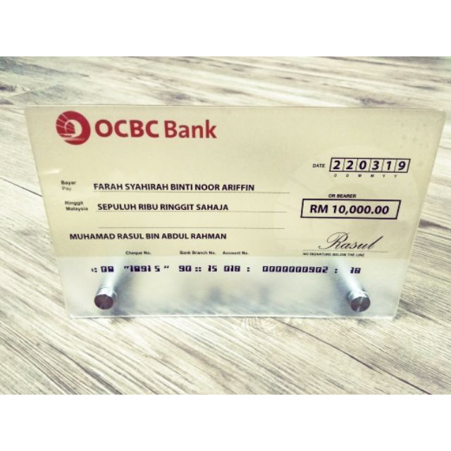 Mock Cheque Hantaran Perkahwinan Acrylic dengan Screw Stand | Shopee ...