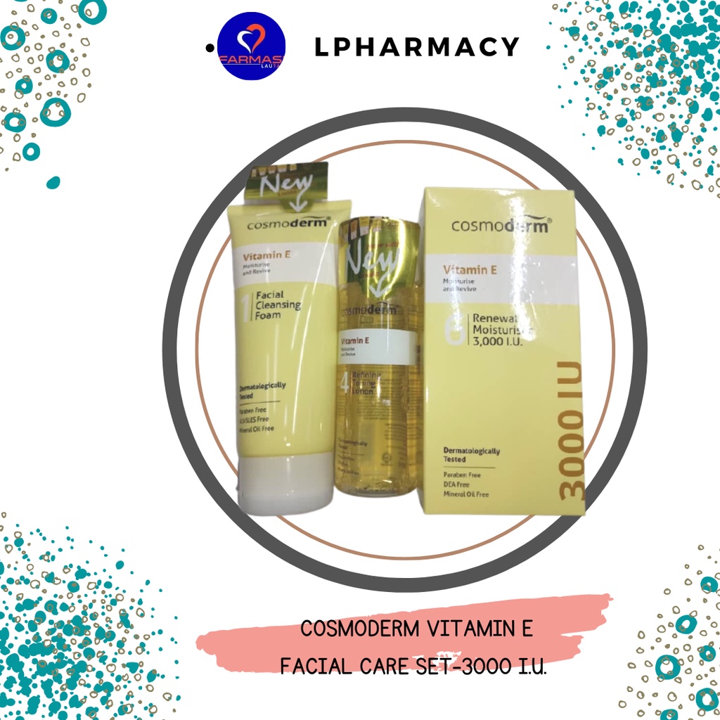 COSMODERM BASIC VITAMIN E FACIAL CARE SET (NORMAL / DRY SKIN- 3000 IU ...