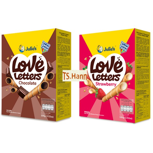 Julie's Love Letters Biscuits 100g chocolate/ strawberry | Shopee Malaysia