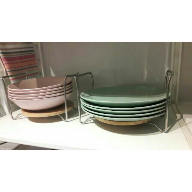 Ikea VARIERA Plate holder, bamboo, stainless steel | Shopee Malaysia