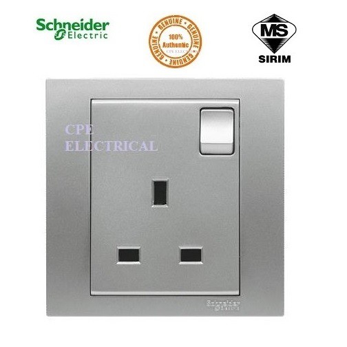 Schneider Vivace KB15_AS 13A 1 Gang Switched Socket - Aluminium Silver ...