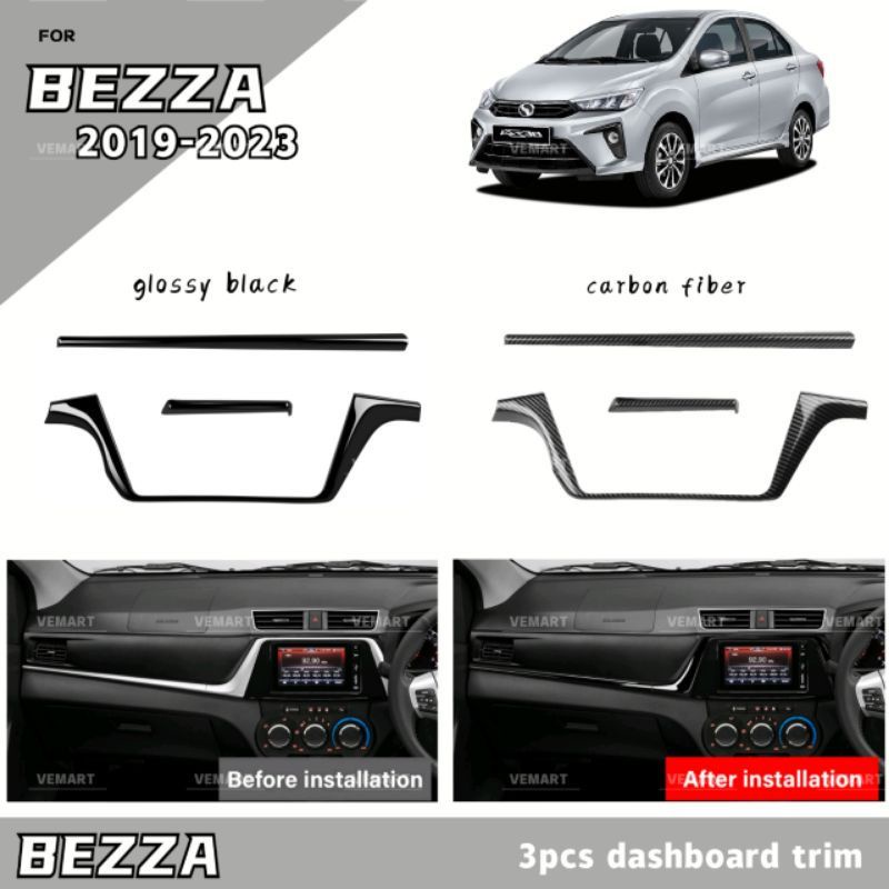 Perodua bezza 2019-2022 dashboard frame cover accessories carbon fiber ...