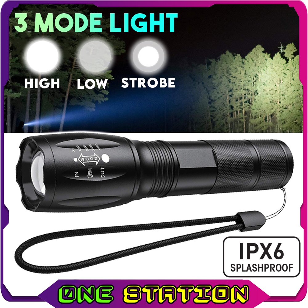 XML-T6 3 Mode Cree XML T6 LED Zoom Adjustable Mini Torchlight Flashlight Bright Light Lampu ...