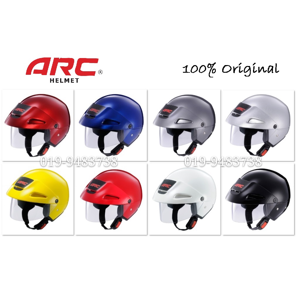 100% Original ARC Helmet AF6 With Visor Half Cut Steng SGV Cruiser Tiga ...