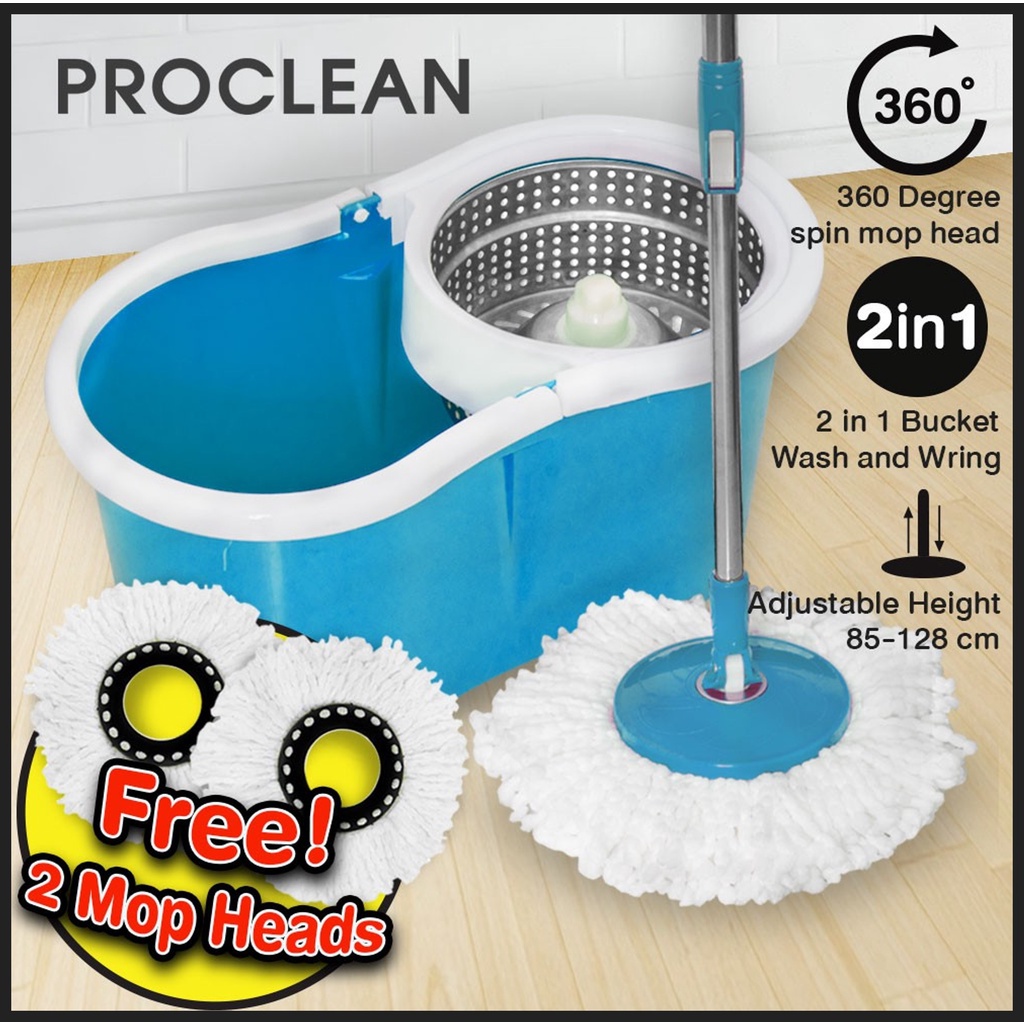 Stainless Steel Home Spin Mop Spinner Microfiber Mop Cloth Lantai Floor ...
