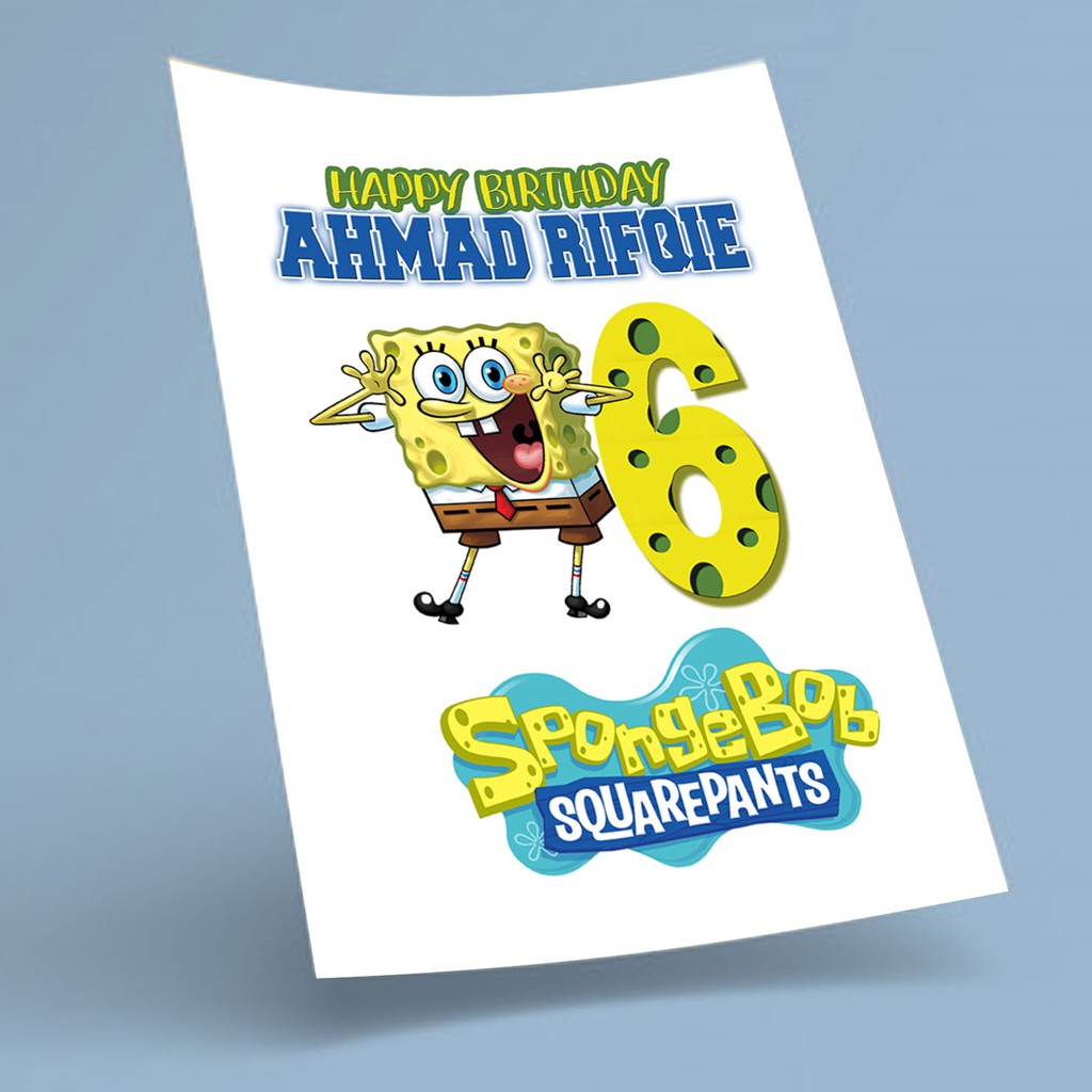 SPONGEBOB CUSTOM NAME & AGE [JPEG FORMAT/FILE] [CAKE TOPPER] [PRINT ...