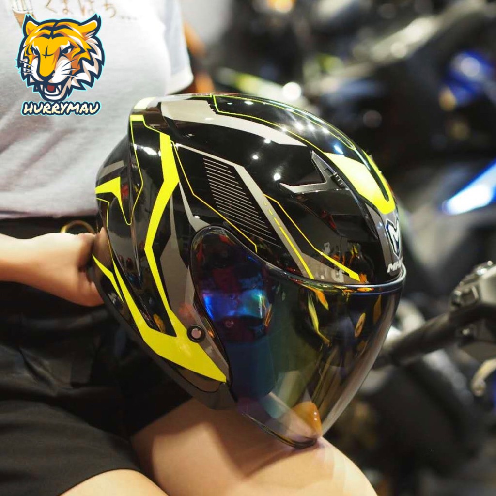 MHR DOUBLE VISOR HELMET OF878 RACING BLACK | Shopee Malaysia