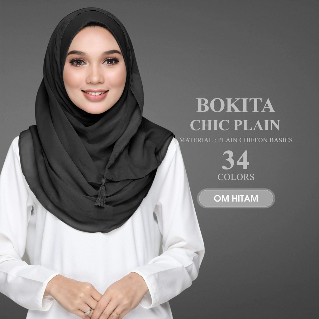 BOKITTA CHIC PLAIN CHIFFON HITAM PREMIUM QUALITY | Shopee Malaysia