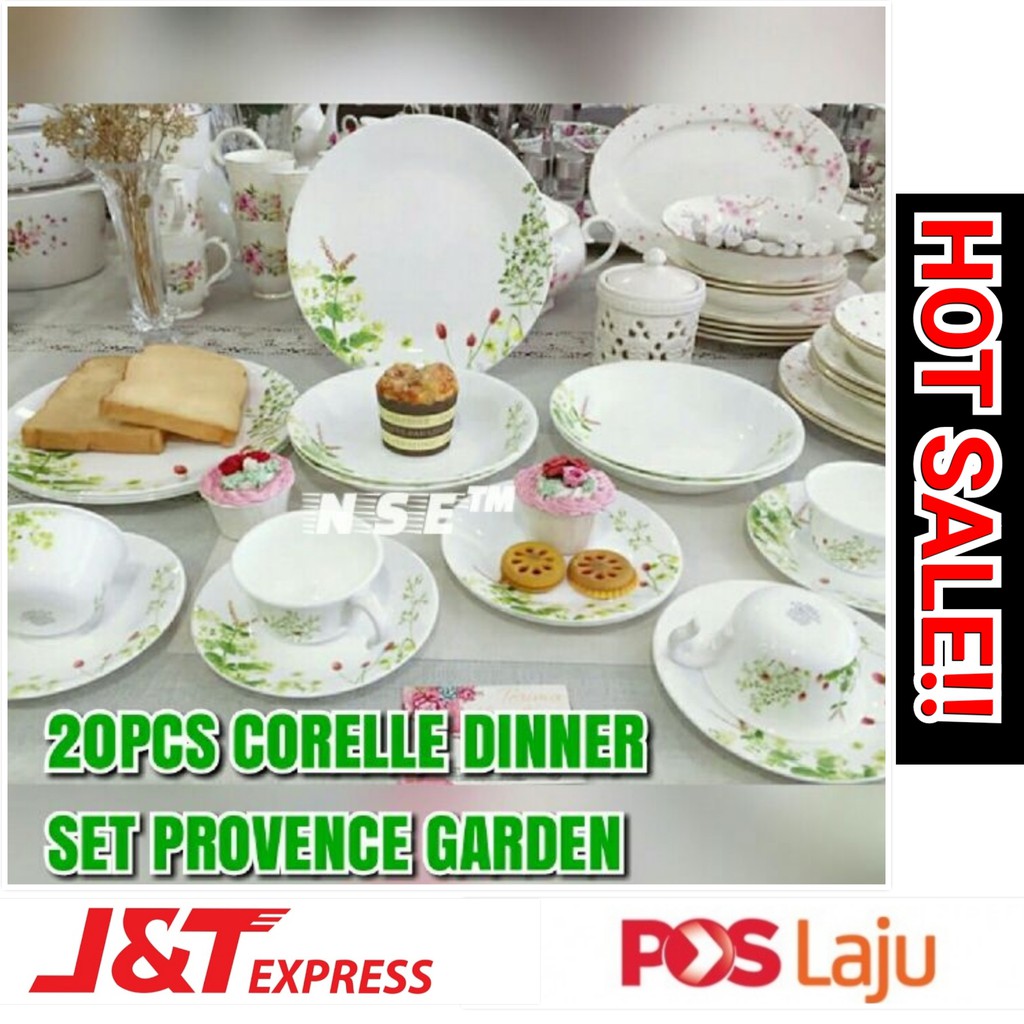ORIGINAL! 20PCS CORELLE DINNER SET PROVENCE GARDEN / PINGGAN CAWAN KACA ...