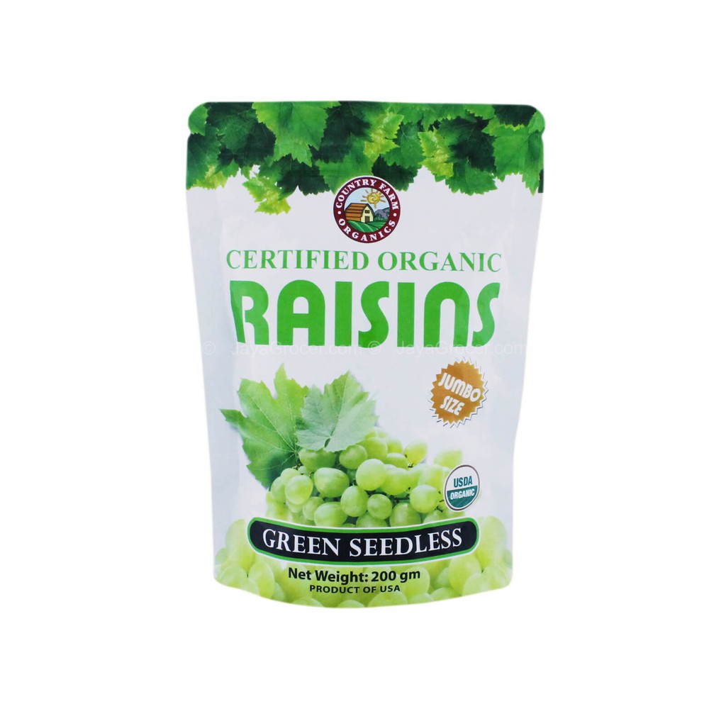 Country Farm Organics Raisins Green Seedless Jumbo Size (200g) | Shopee ...