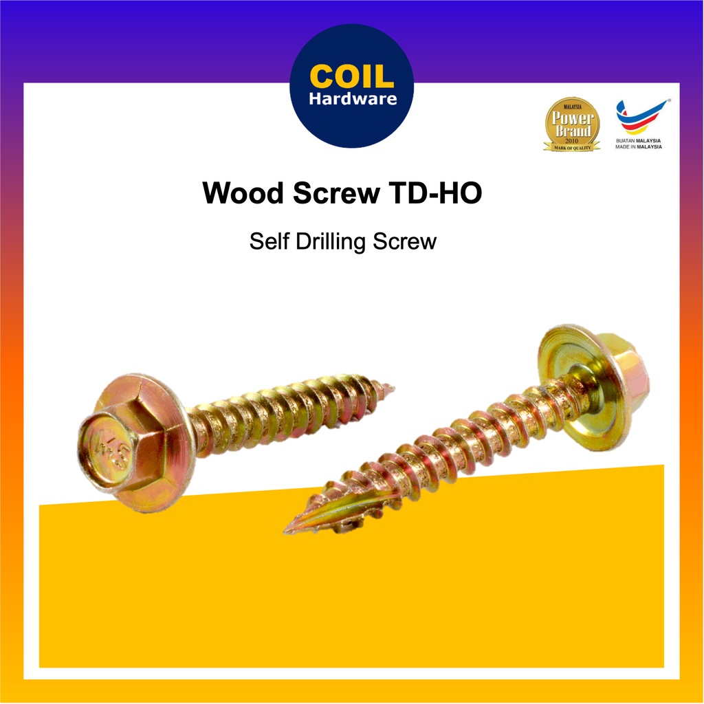 [500pcs] Wood Tapping Screw TD-HO | Self Drilling Screw | Skru Kayu ...