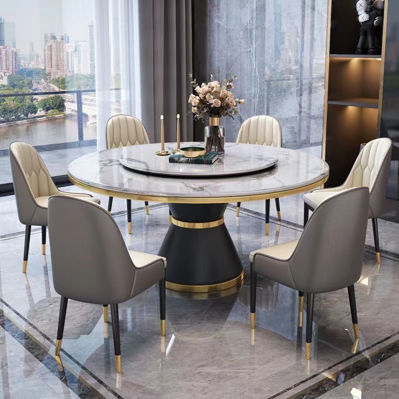 Italian light luxury marble dining table and chair combination with ...