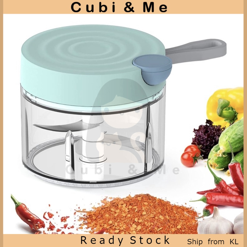 C&M 380ml Mini Garlic Chopper Mincer Pull Vegetable Slicer Stainless ...