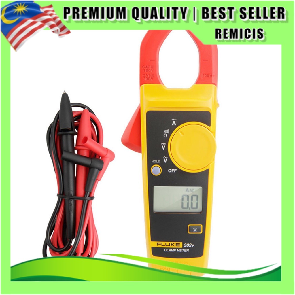 FLUKE F302+ Handheld Clamp Meter LCD Display Digital Clamp Multimeter ...