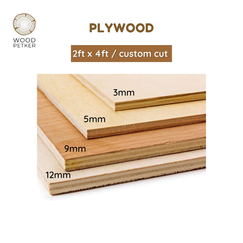 【Ready Stock】Plywood 3mm/5mm/9mm/12mm thickness 2FT X 4FT board sheet ...