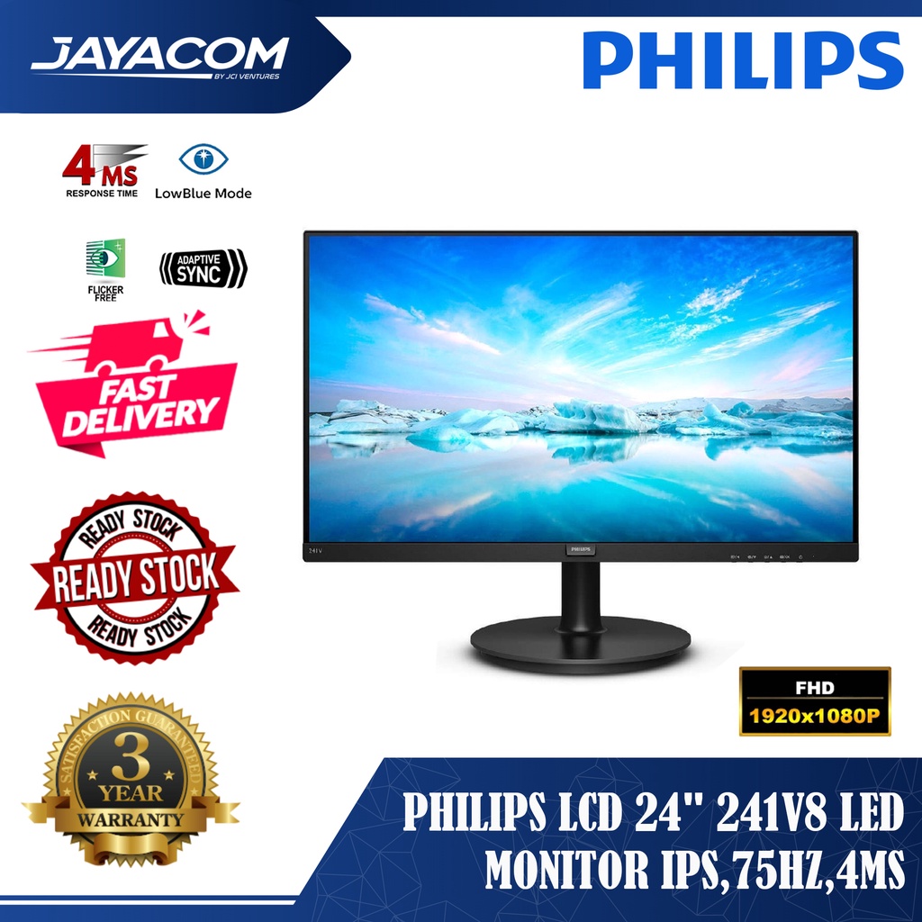 Philips Lcd 24 Inch 241V8 LED Monitor Ips,75hz,4ms | Shopee Malaysia