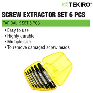 TEKIRO SD-EX0926 Screw Extractor Set 6 Pcs Tap Balik remove damaged ...