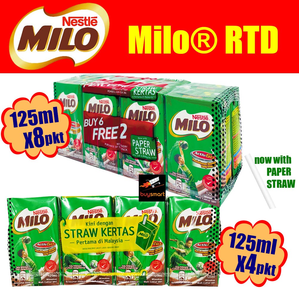 MILO ACTIV-GO Milo Drink RTD 125ml 6+2 Packs or 4Packs Minuman Coklat ... MILO ACTIV-GO Milo Drink RTD 125ml 6+2 Packs or 4Packs Minuman Coklat ...