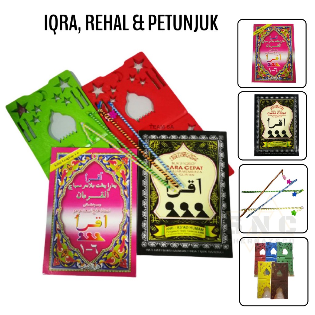 Buku Iqra Pink & Hitam Edisi Lengkap Jilid 1-6, Rehal dan Penunjuk ...