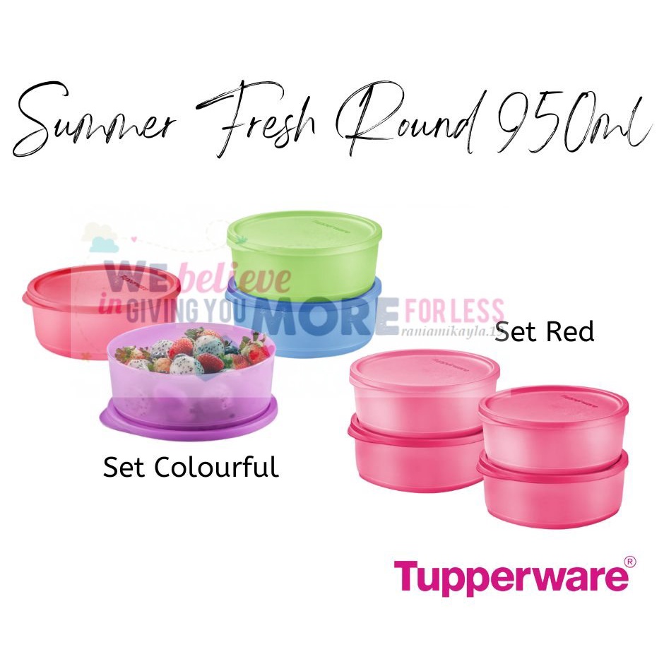 Tupperware Summer Fresh 950ml Set & Loose Bekas Kedap Udara dengan ...