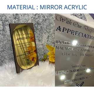 PLAK PENGHARGAAN - APPRECIATION PLAQUE - SIJIL / AWARD / HADIAH ...