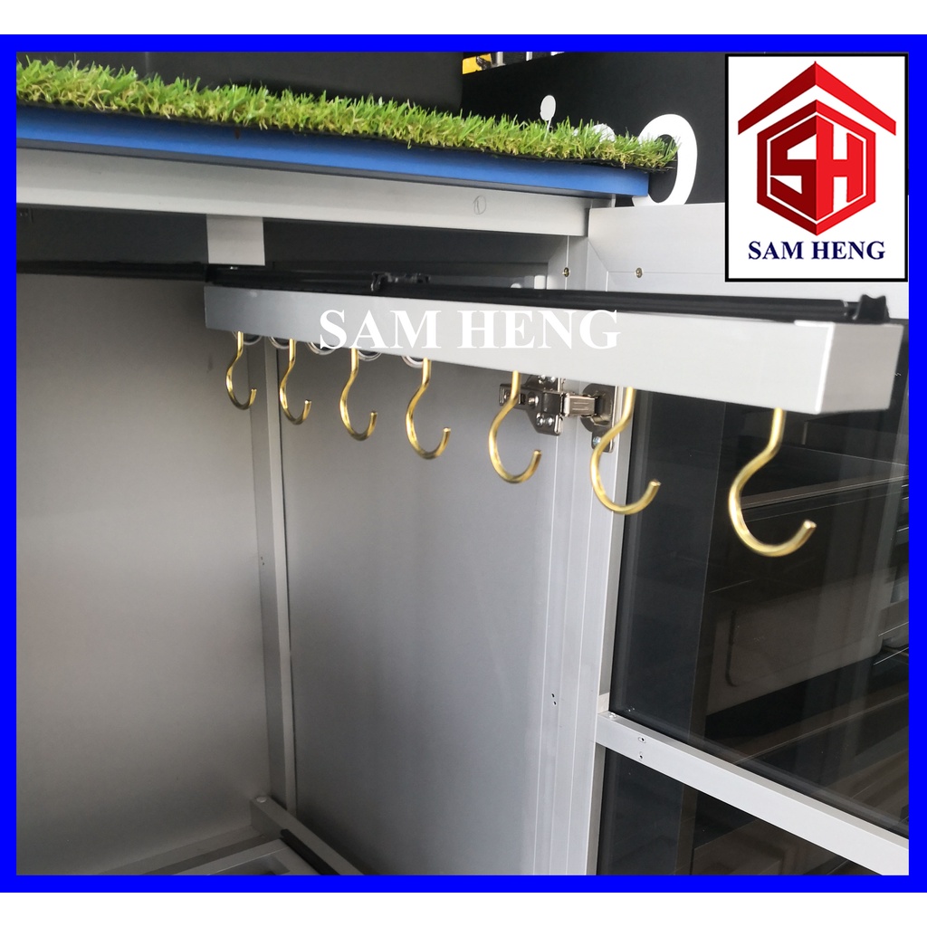 Kitchen Pull out pan hanging rack (Rak Kuali Dapur Tarik)/ RAK RAIL ...