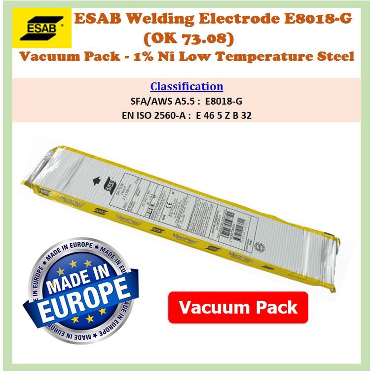ESAB Welding Electrode E8018-G (OK 73.08) Vacuum Pack - 1% Ni Low ...