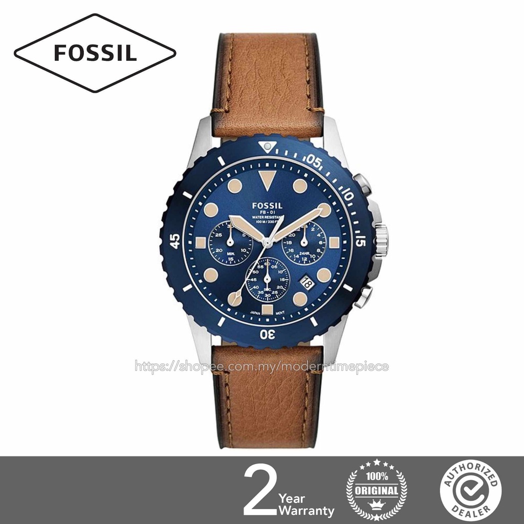 FOSSIL FS5914 Chronograph Tan Eco Leather Strap Men's Watch (OFFICIAL ...
