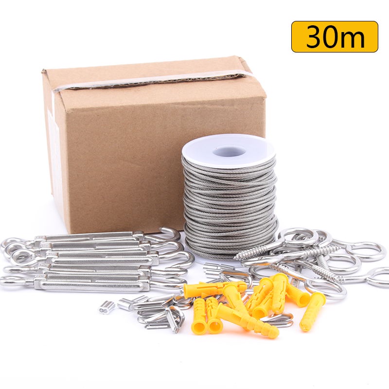 56PCS/set of 30m steel PVC coated soft steel wire rope soft cable transparent stainless steel ...