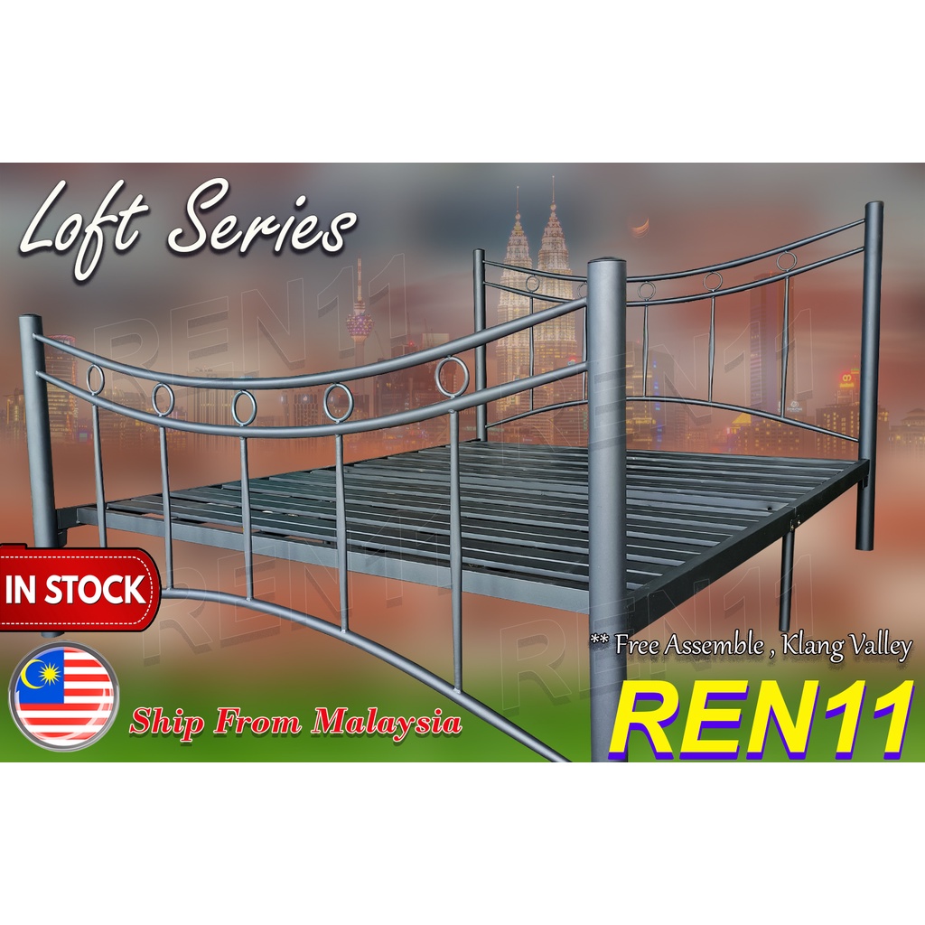 5ft Queen Powder coating Metal Bed Frame/ Bedroom Double Bed/ Katil ...