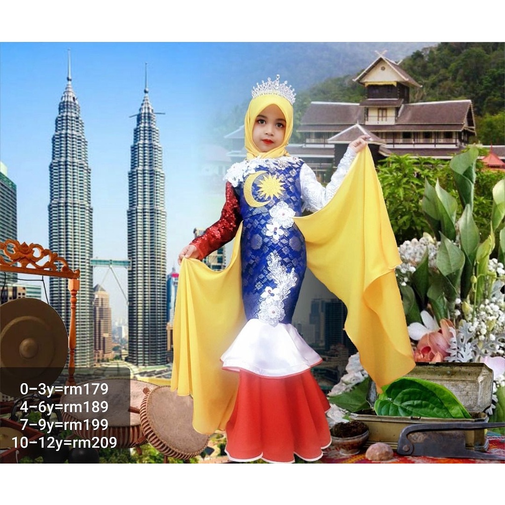 Mermaid Songket /Kostum Merdeka/ Baju Merdeka Budak Perempuan | Shopee ...
