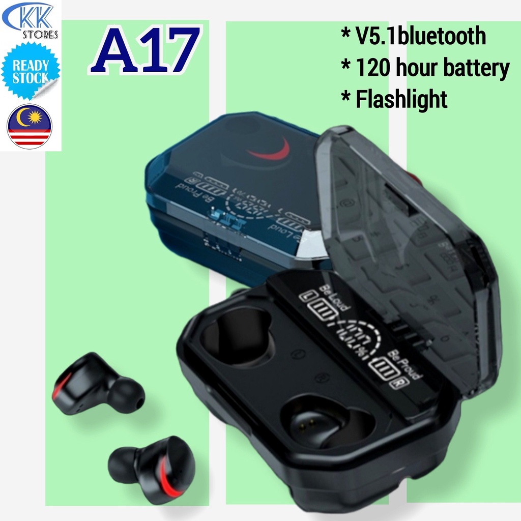 Earphone A17 New Upgrade TWS Wireless Bluetooth Headset With Flashlingt ...