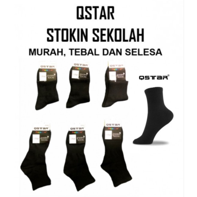 Stokin Sekolah Murah Hitam School Socks Black Tebal, Lembut dan Tahan ...