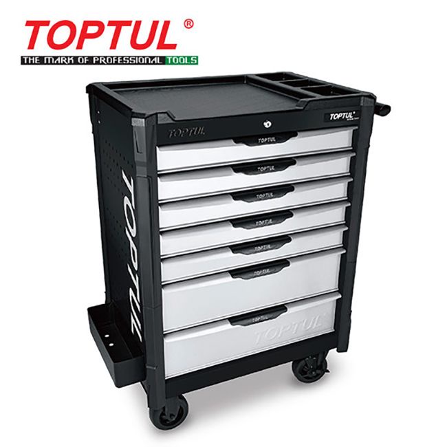 TOPTUL 7-Drawer Mobile Tool Trolley - BUMPER SERIES - BLACK TCAP0707 ...