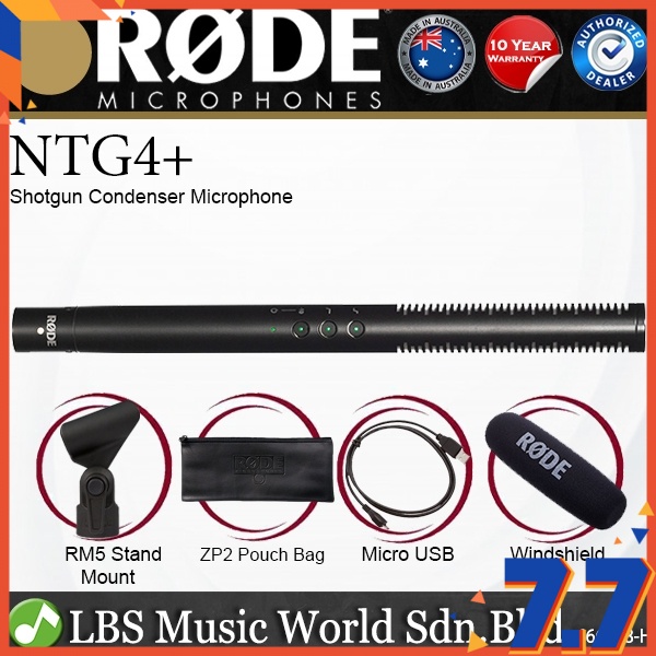 Rode NTG4+ Line Gradient Shotgun Condenser Mic Microphone with Rechargeable Battery (NTG 4 NT G4 ...