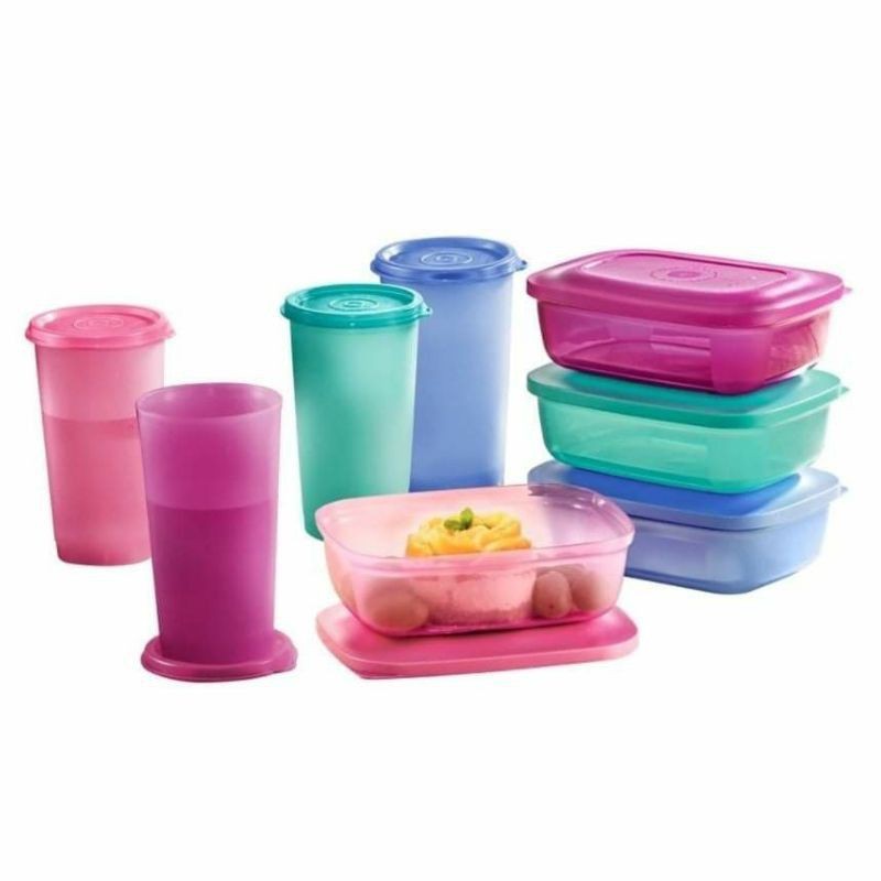 Tupperware Small Rectangular Saver (500ml X 4 Pcs), Sweet Heart Tumbler ...