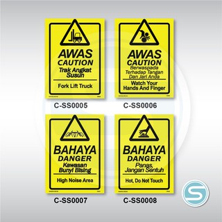 Safety Sign Sticker warning stickers Notice Sign bahaya awas danger ...