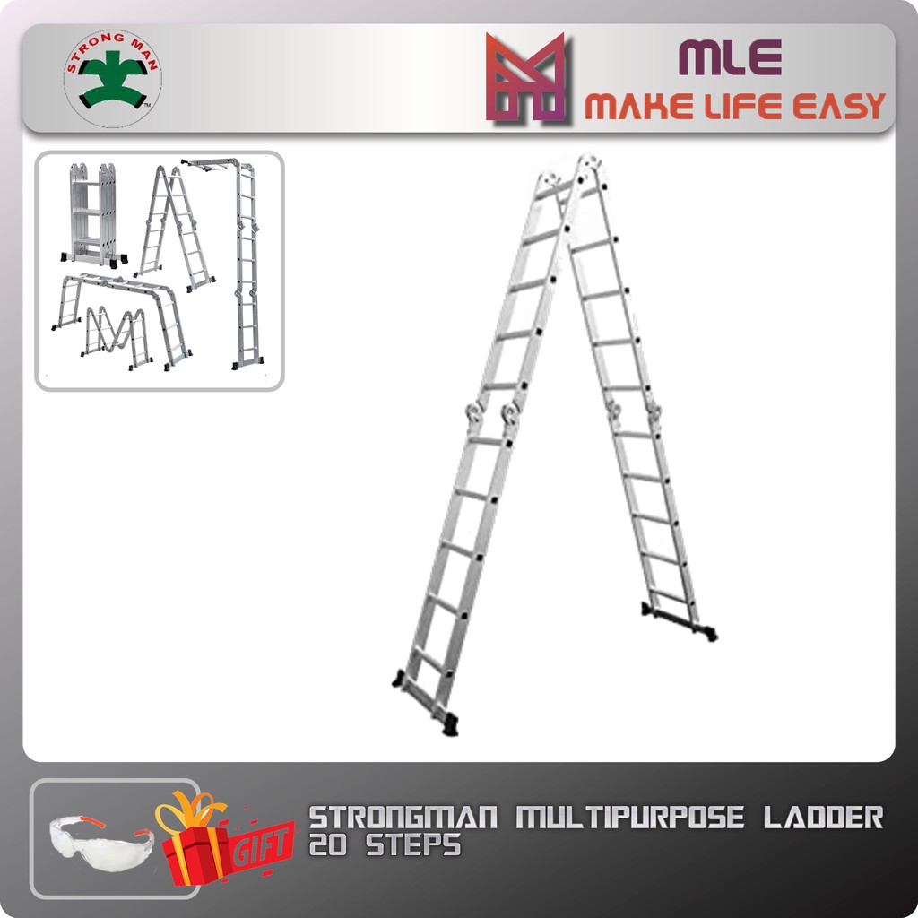 STRONGMAN Heavy Duty Multi Purpose Ladder 20 steps - Tangga Lipat 20 ...