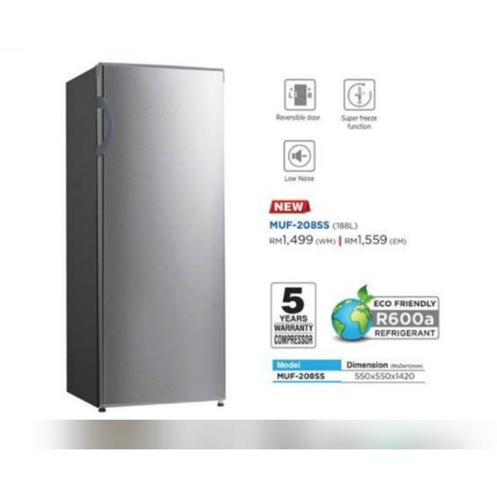 *SHIP TODAY* Midea 188L Upright Freezer MUF-208SD ( 5 Year Compressor ...